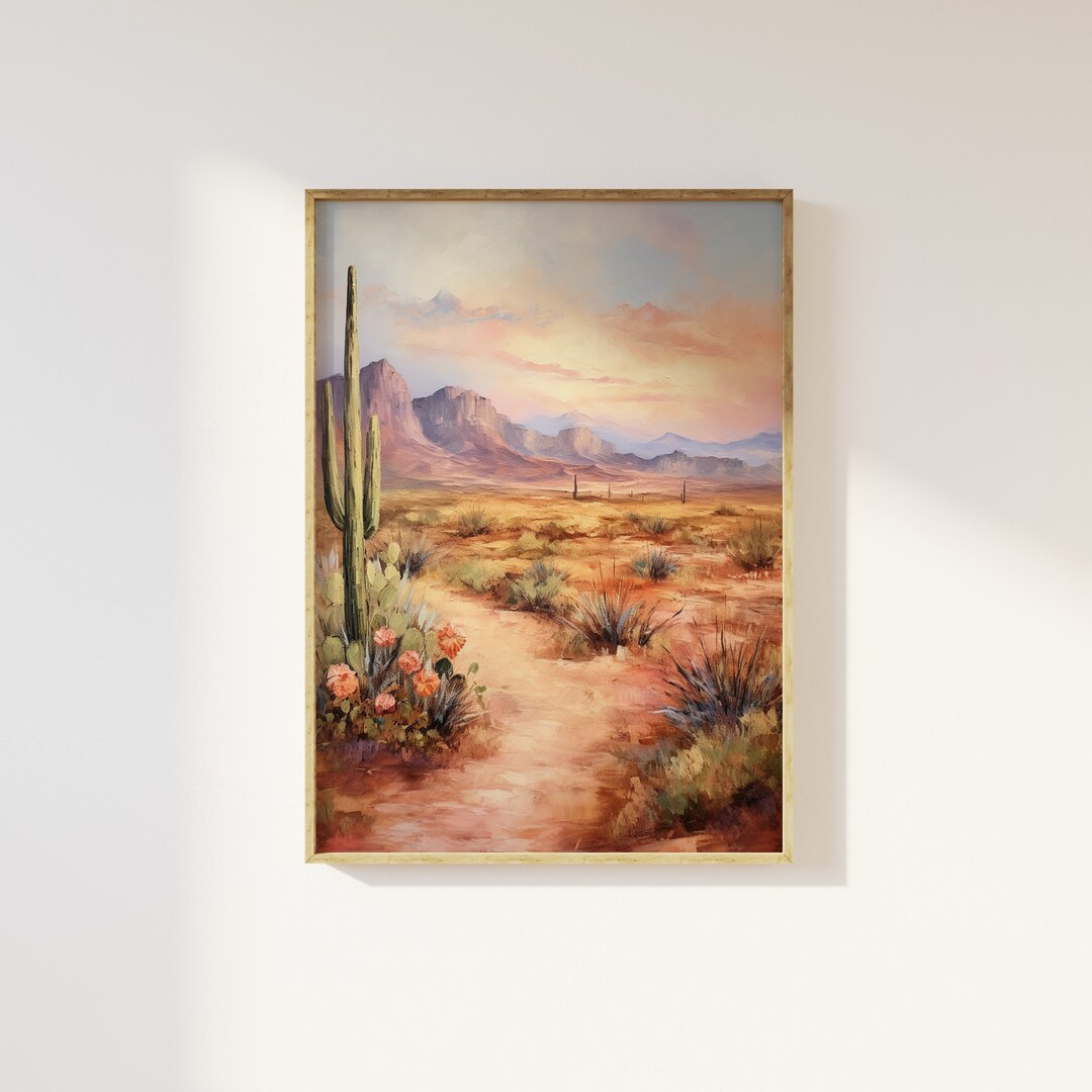 Bohemian Desert Landscape Art Print | Cactus Desert Scenery, the Old ...