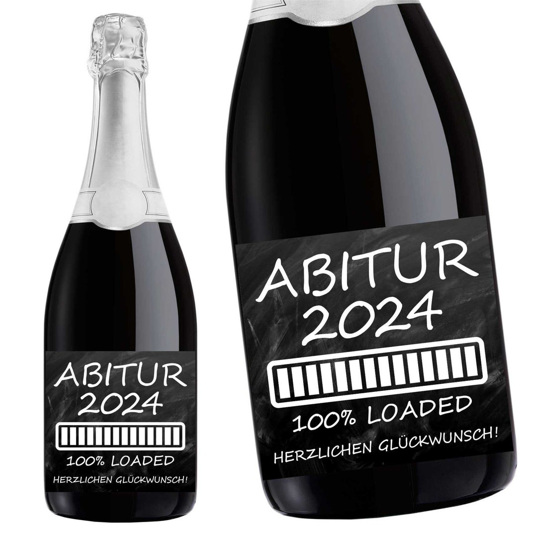 Sticker Champagne Bottle, Abitur 2024 Loaded, Abi, Bottle Label, Self ...