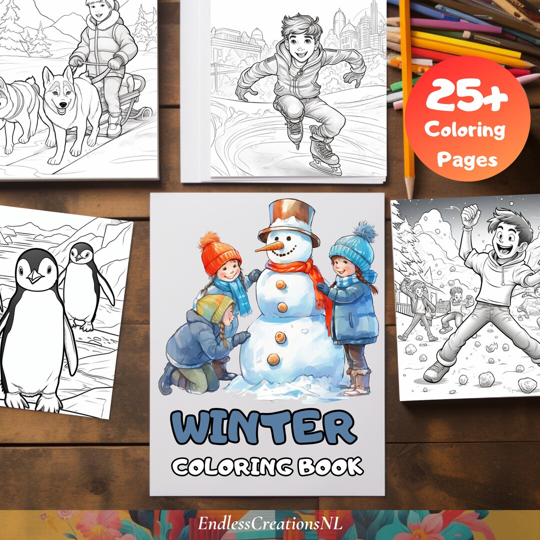 25 Winter Theme Coloring Page Book, Instant Download Coloring Page ...