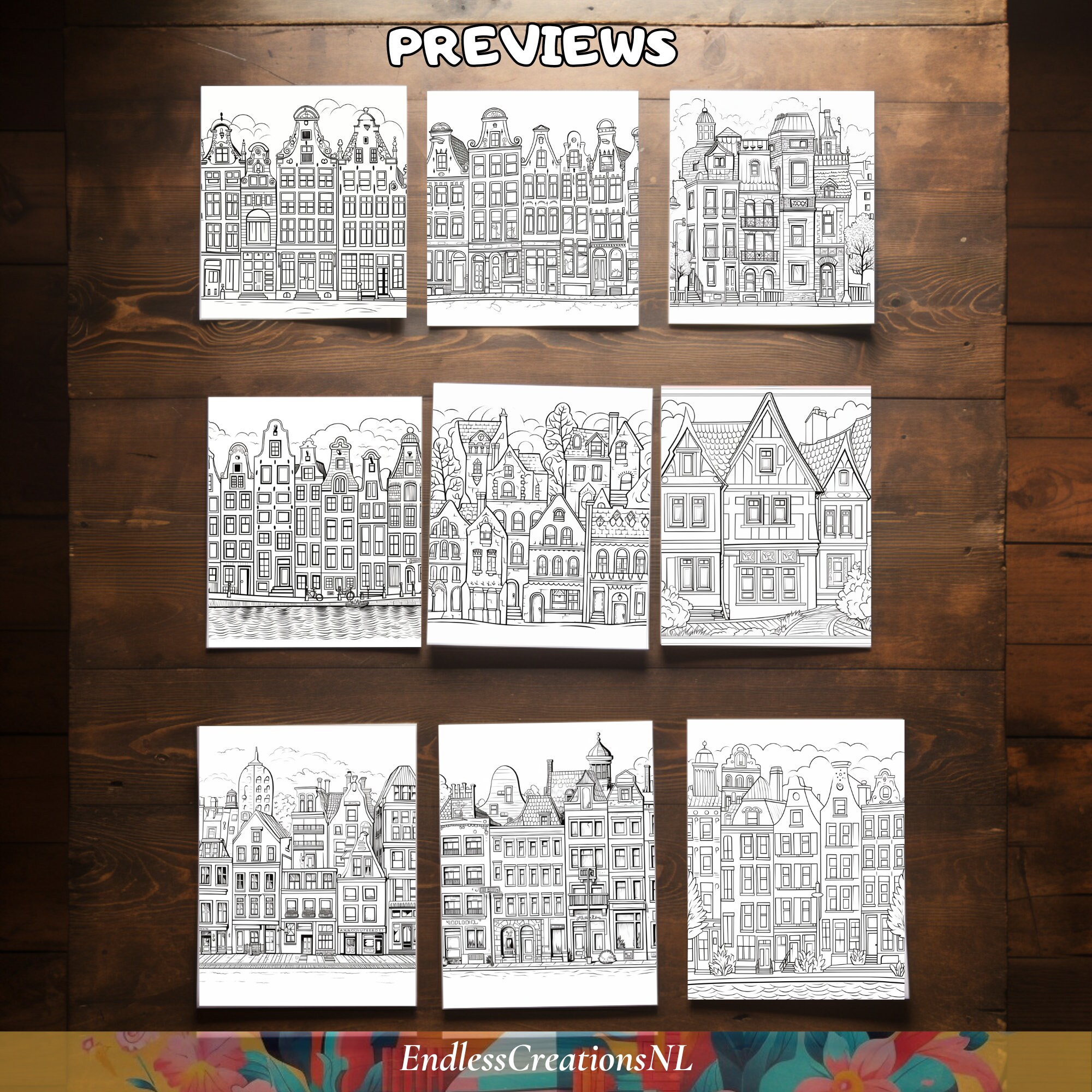 25 Houses Coloring Page Book, Instant Download Coloring Page, Printable ...