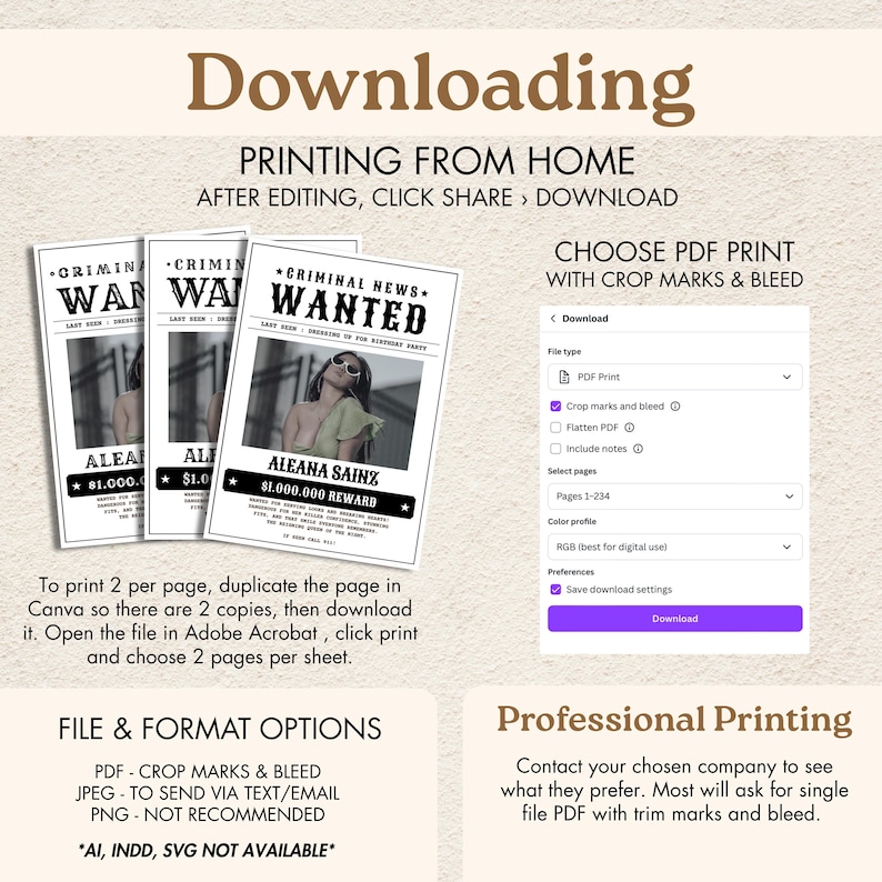 Wanted & Missing Person Poster Bundle Editable Halloween Prop Western ...