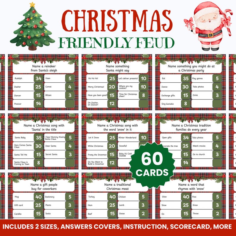 Christmas Family Friendly Feud Game, Holiday Activity, Fun Xmas Party ...