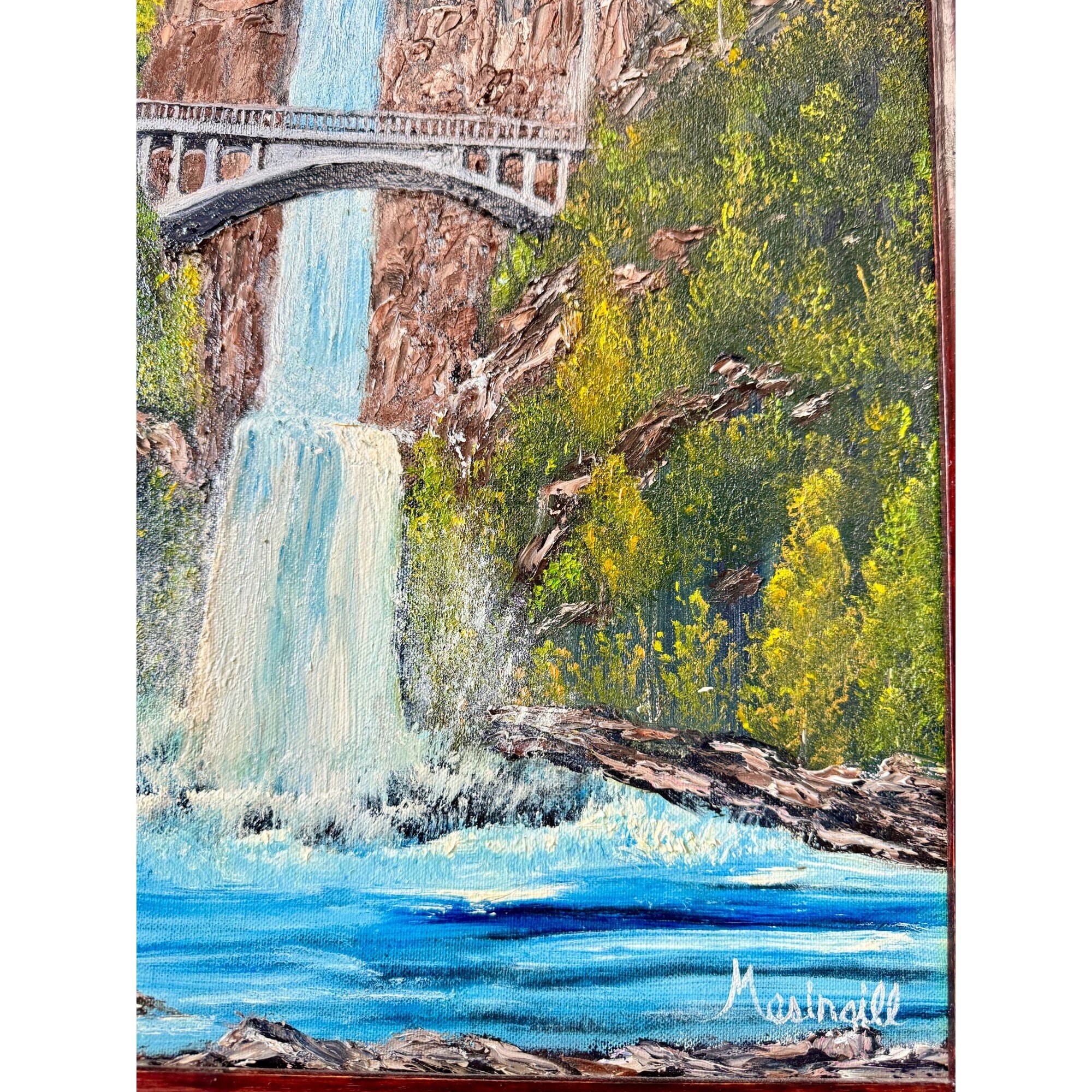 Vintage Multnomah Falls, Oregon Acrylic Painting 3D Original Art - Etsy