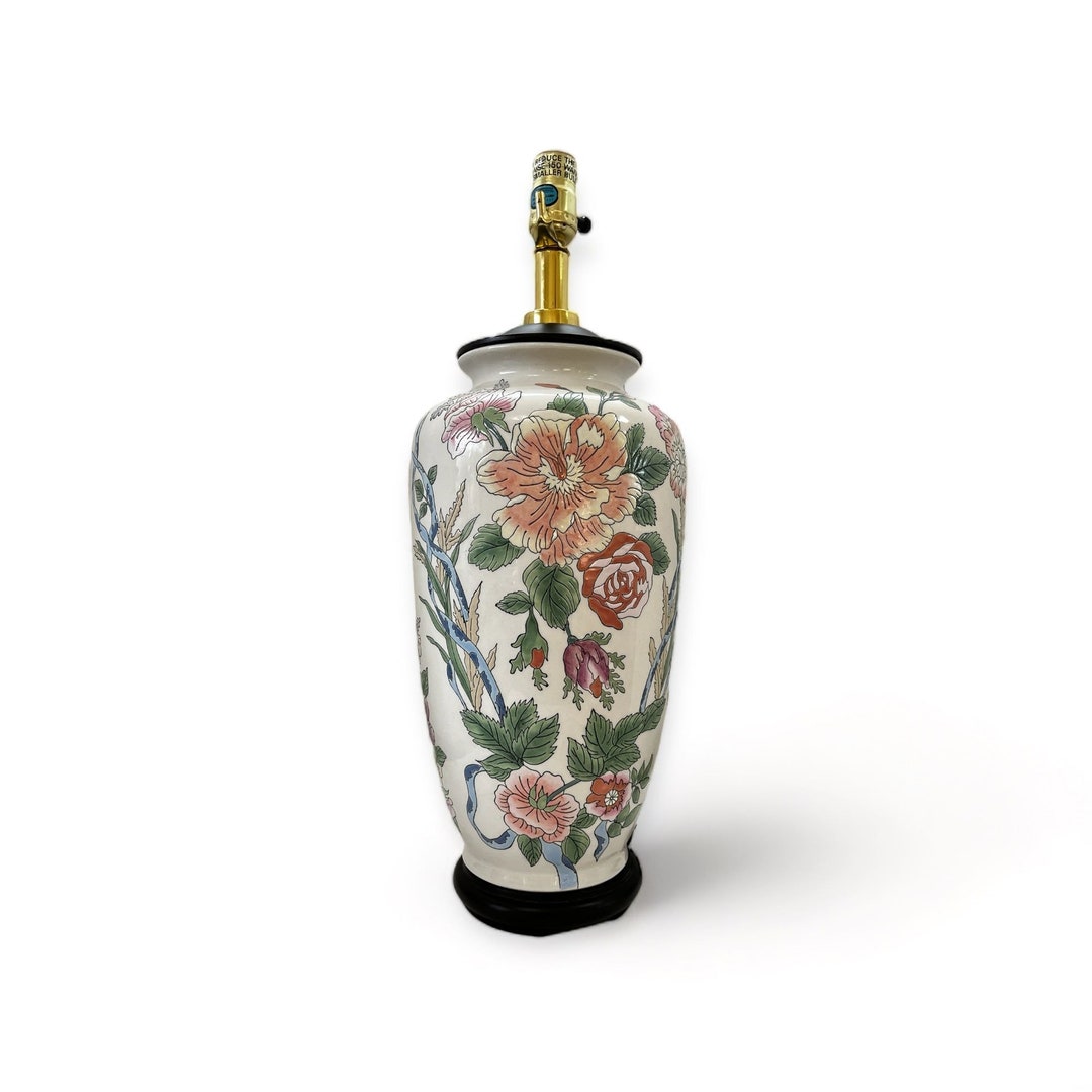 Chinese Raised Porcelain Vintage Floral Table Lamp - Etsy