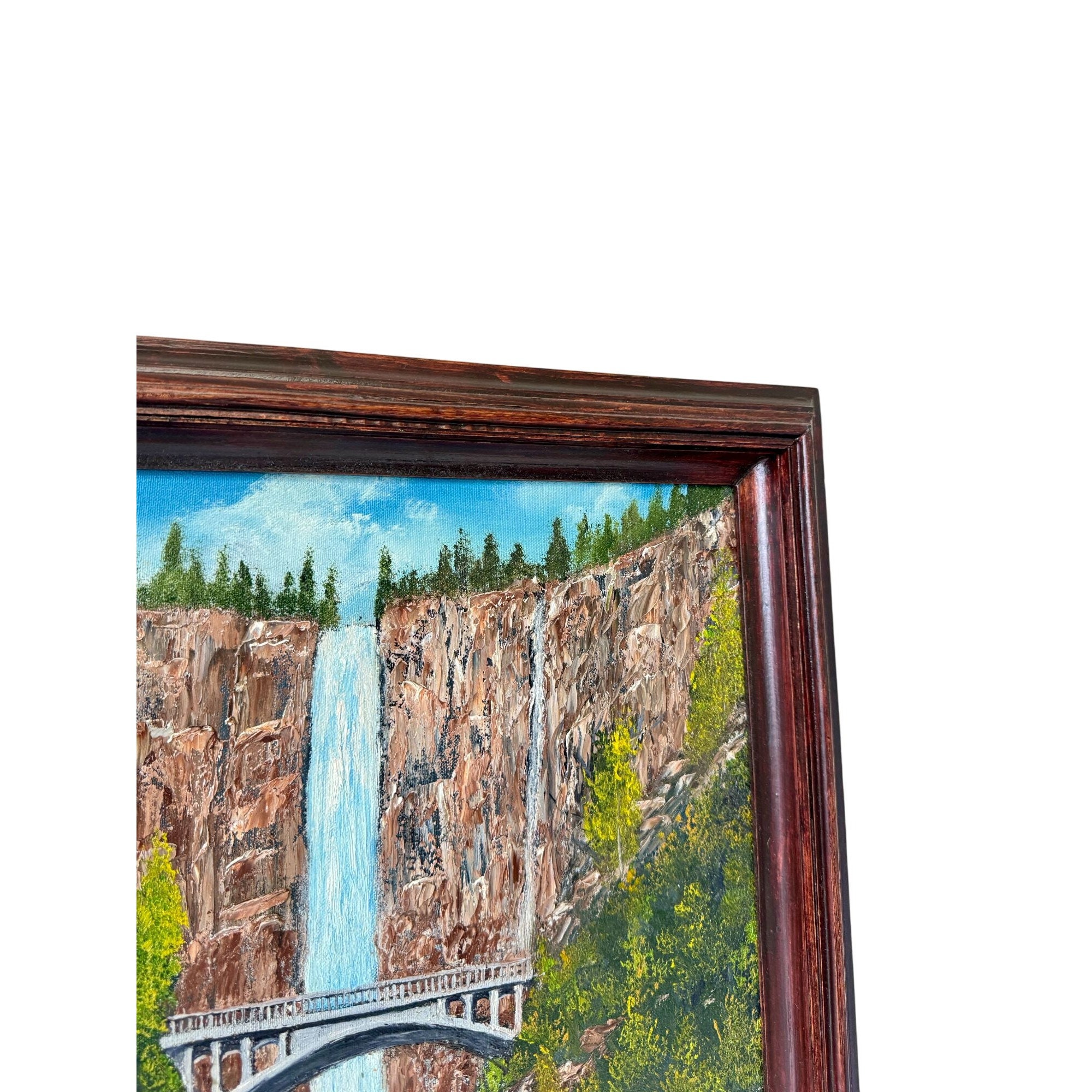 Vintage Multnomah Falls, Oregon Acrylic Painting 3D Original Art - Etsy