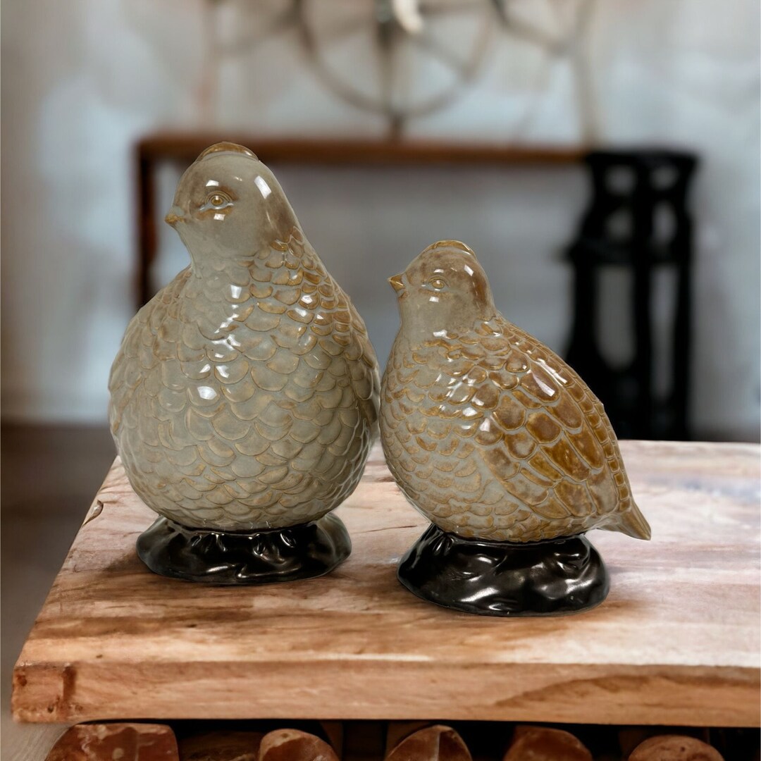 Vintage Pair of Ceramic Quail Figurines - Etsy