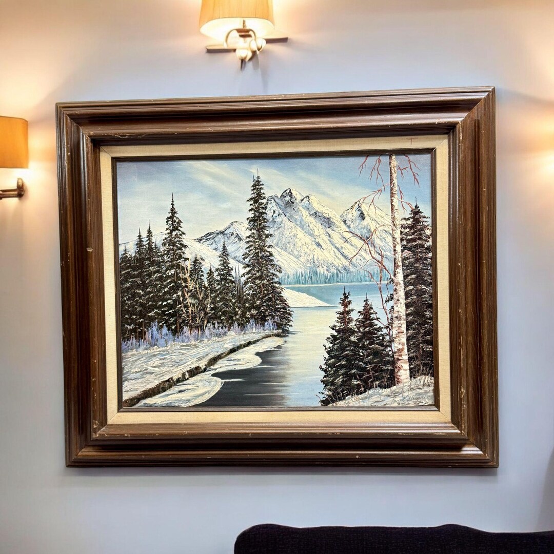 Vintage 1982 "winter Mountain" Original Oil Painting by Hazel Steven 27 ...