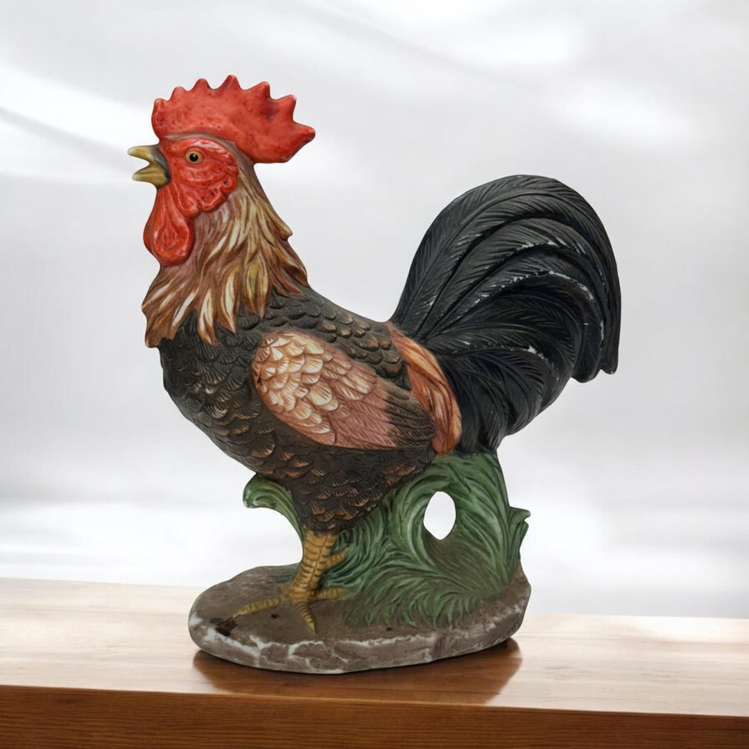 Vintage Rooster Farmhouse Decor Figurine Sculptures Ceramic Pottery 6.5 ...