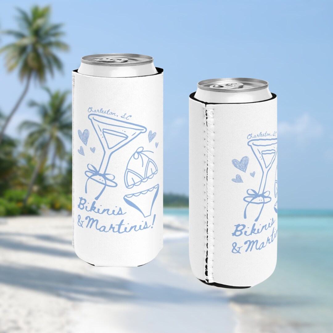 Beach Bachelorette Party Favors, Can Cooler Custom, Skinny Can Cooler ...