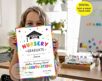 EDITABLE Nursery Graduation Certificate | Graduation Certificate, Last ...