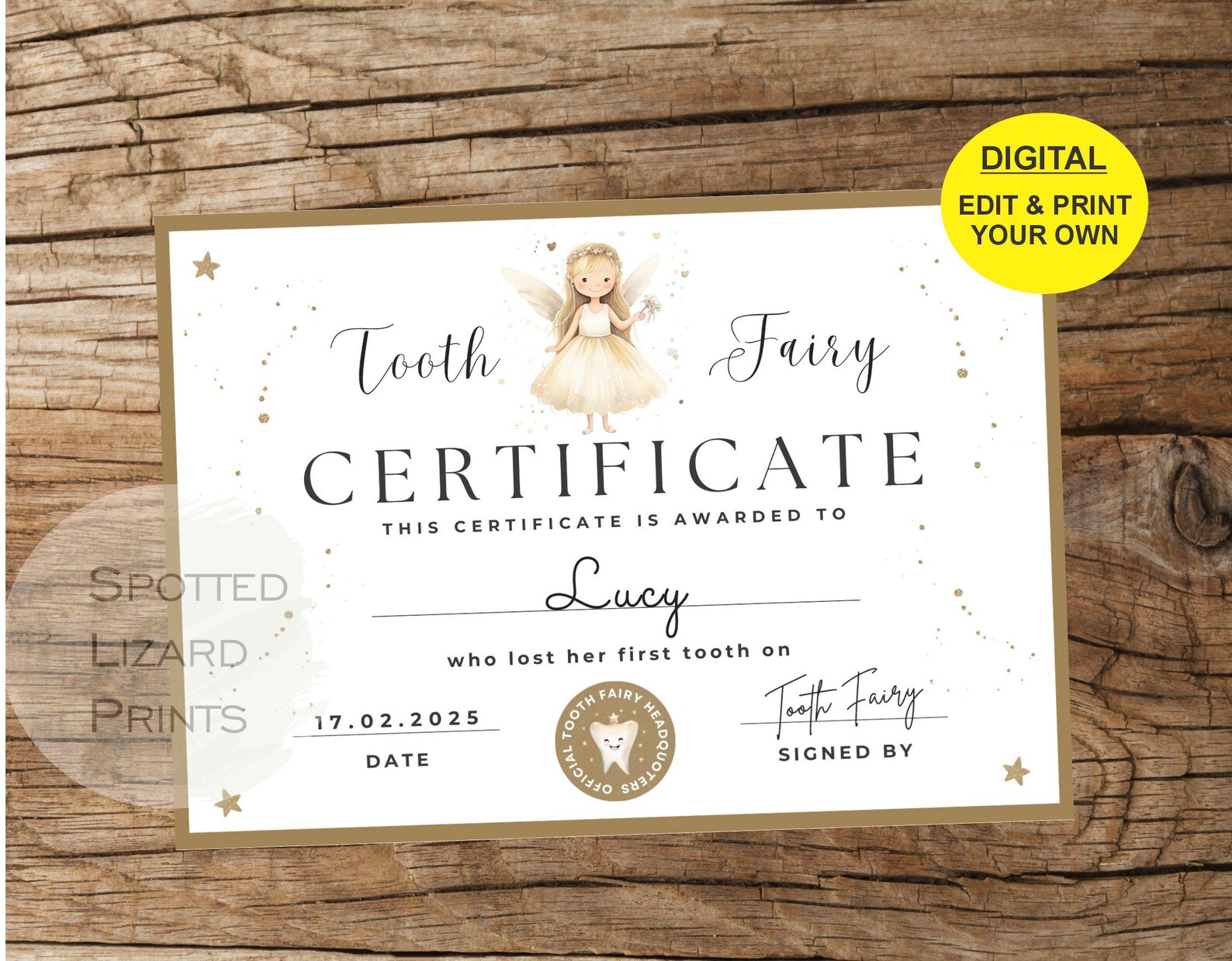 EDITABLE Tooth Fairy Certificate | First Tooth Lost | Kids Tooth Fairy ...