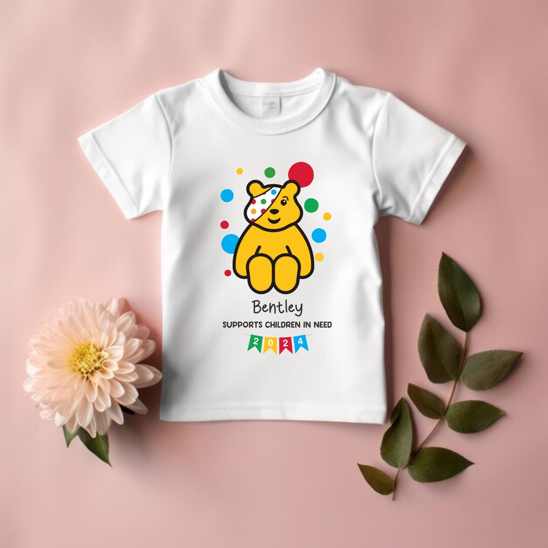 Personalised Pudsey Children in Need 2024 T-shirt, Baby Vest or ...