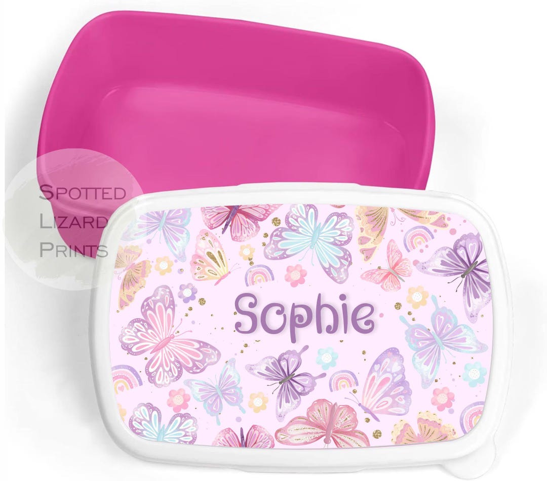 Personalised Lunch Box - Kids Snack Box - Girls Lunch Box - Butterfly ...