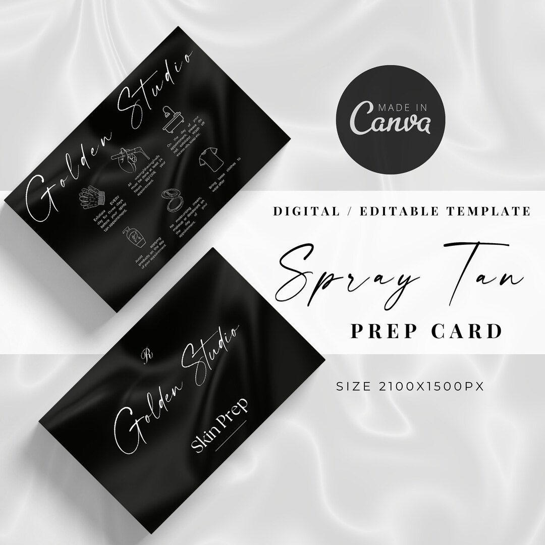 Editable Spray Tan Skin Prep Template Spray Tan Prep Card Spray Tan ...