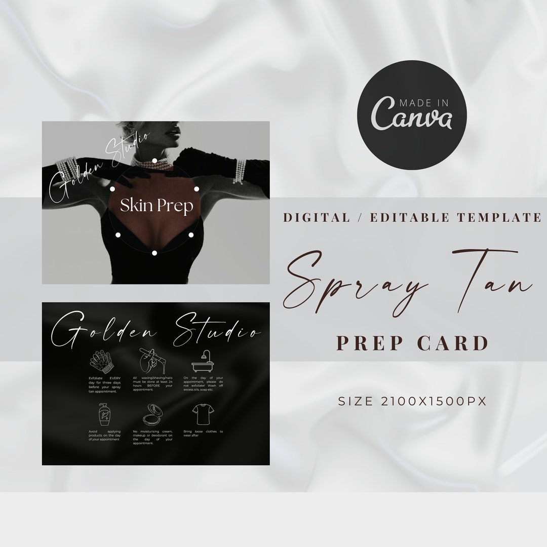 Editable Spray Tan Skin Prep Template Spray Tan Prep Card Spray Tan ...