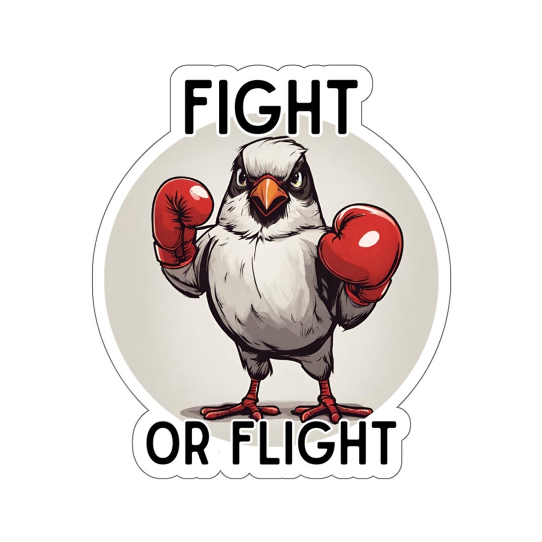 Fight or Flight Bird With Boxing Gloves Sticker Hand-drawn Sparrow ...