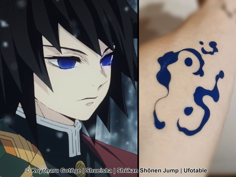 Tomioka DEMON SLAYER Tattoo Water Hashira Demon Mark Tattoo Giyu ...
