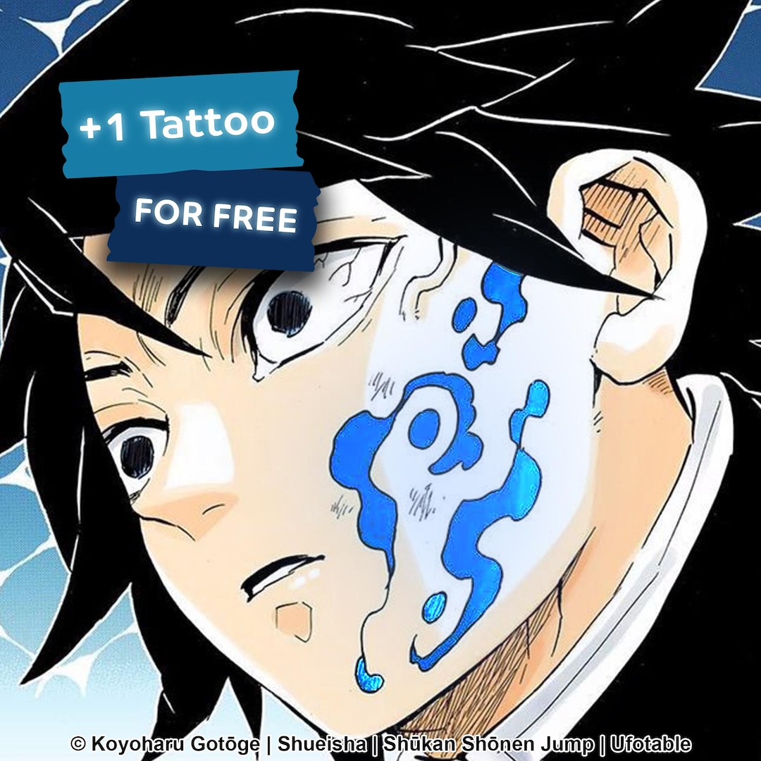 Tomioka Tattoo DEMON SLAYER | Water Hashira | Demon Mark Tattoo | Giyu ...
