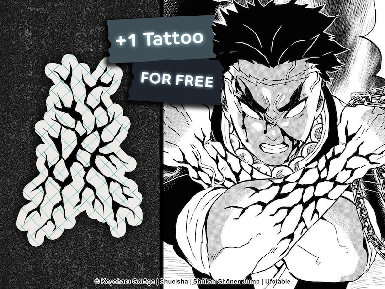 Gyomei Himejima Tattoo DEMON SLAYER | Demon Mark Tattoo | Stone Hashira ...
