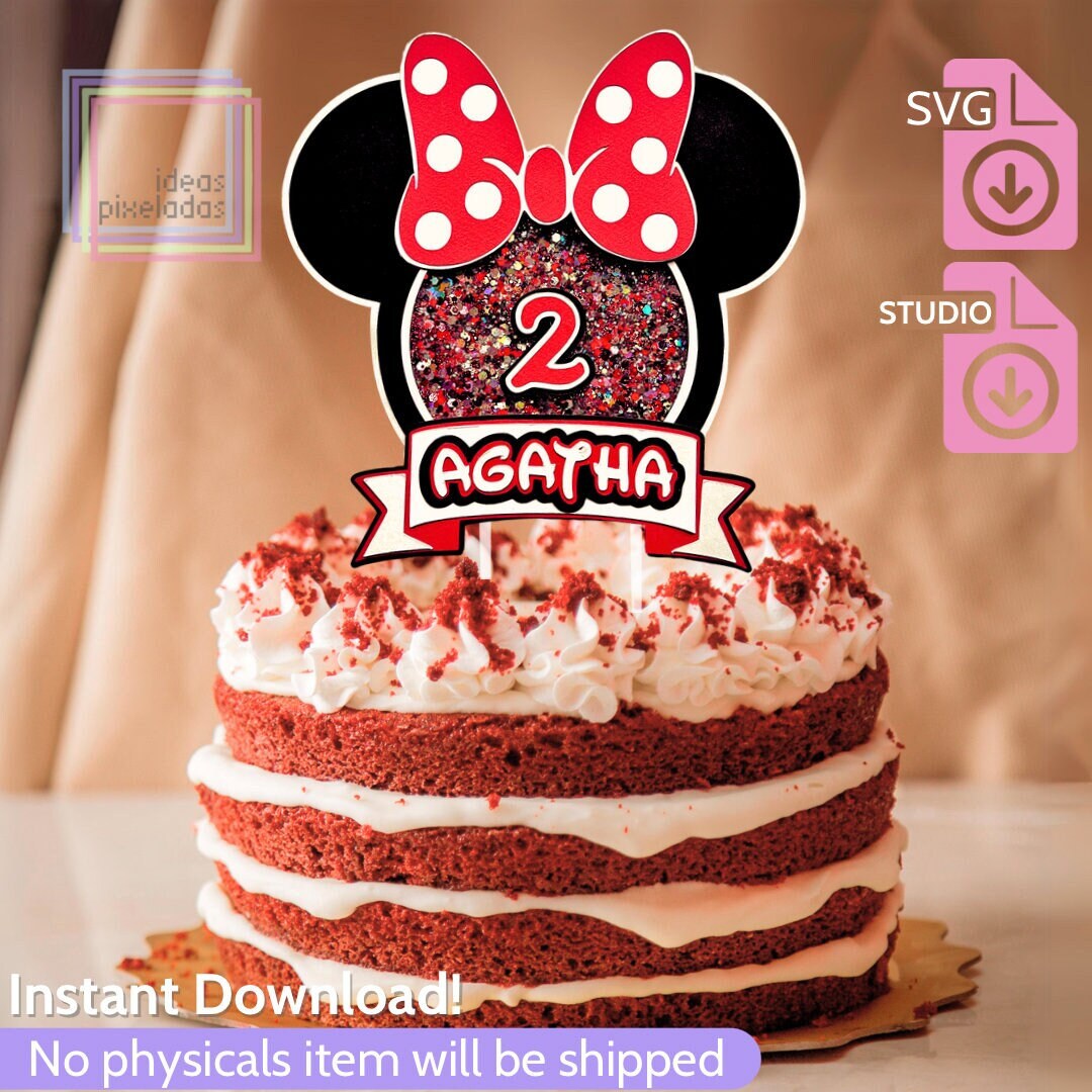 Shaker Cake Topper Svg, Digital Minnie Mouse Cake Topper, SVG and ...