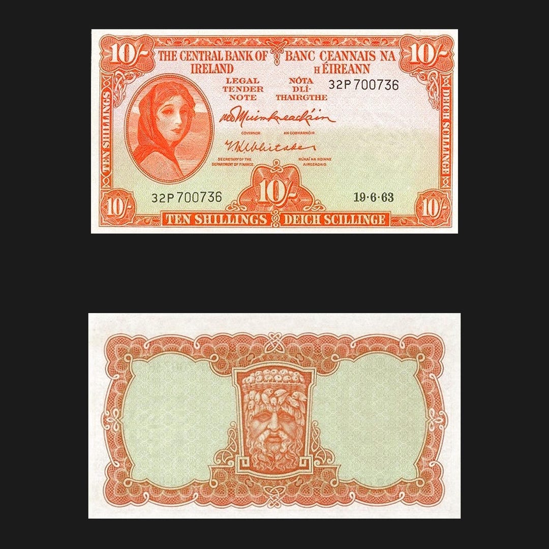 Set of Authentic Irish Series A Replica Banknotes Lady Lavery Vintage ...