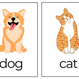 52 Pet Flashcards. Learn English. Instant Download. Print Friendly ...
