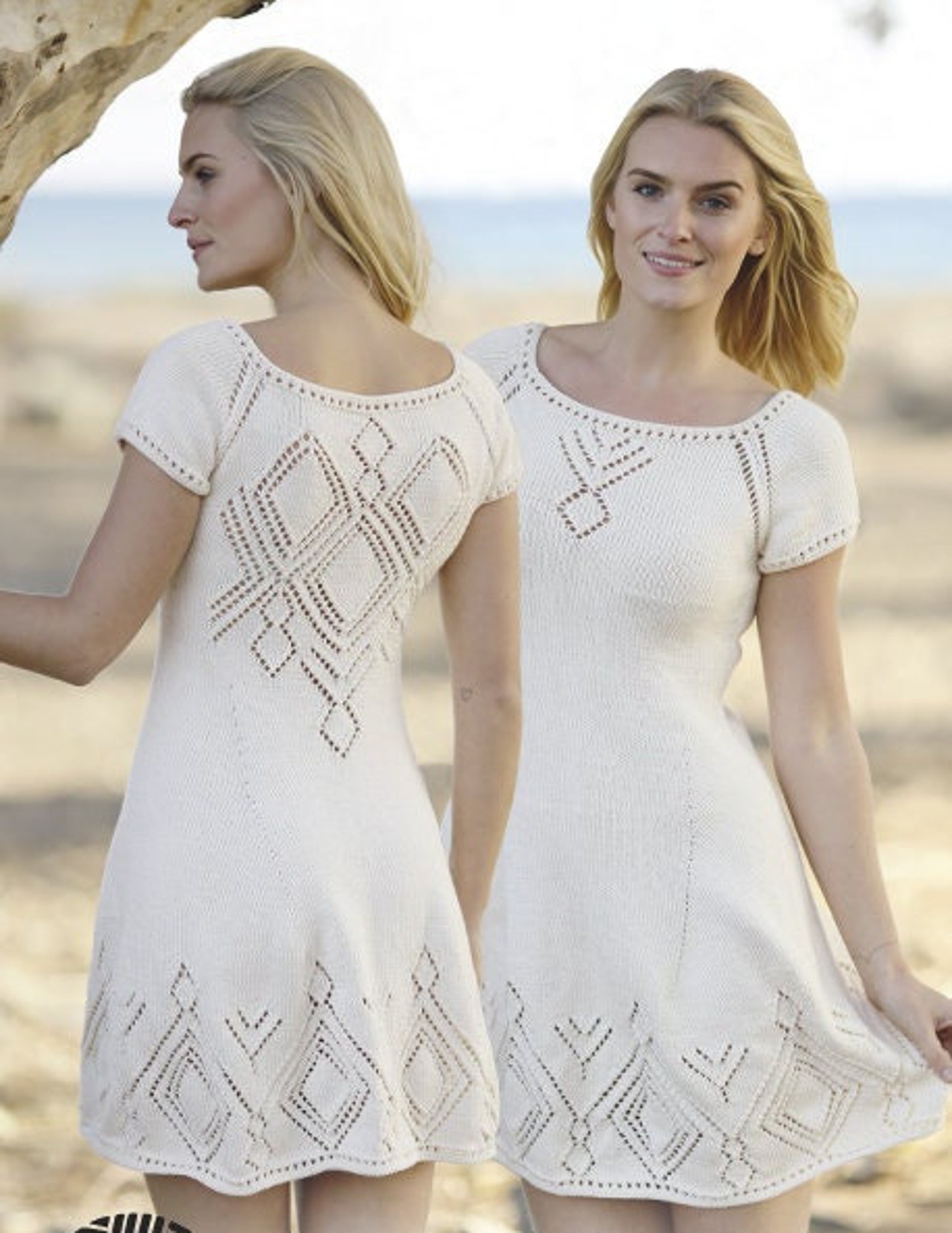 Lace Knit Dress Pattern: Women's Vintage Crochet Yarn (PDF Download ...