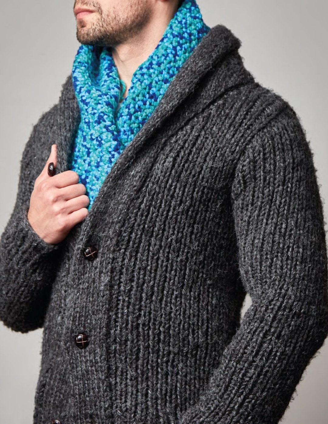 Men's Chunky Knit Cardigan Pattern: Bulky Yarn,men's Sweater Knitting ...