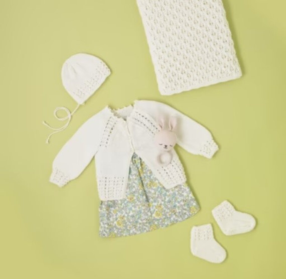 Baby Knitting Pattern PDF matinee Coat/jacket, Mitts, Bonnet and ...