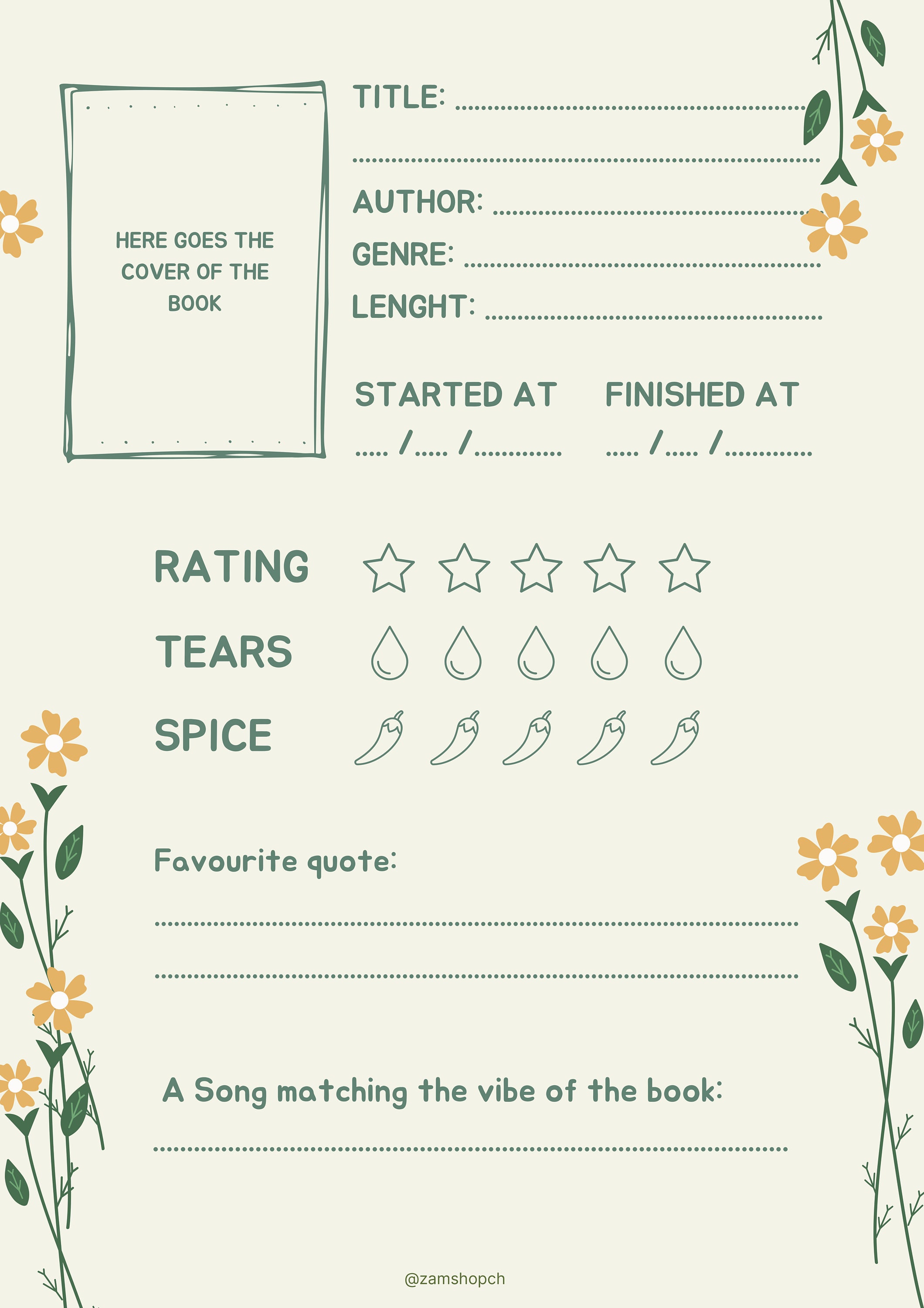 Digital Book Review Template A4 Download Printreading - Etsy