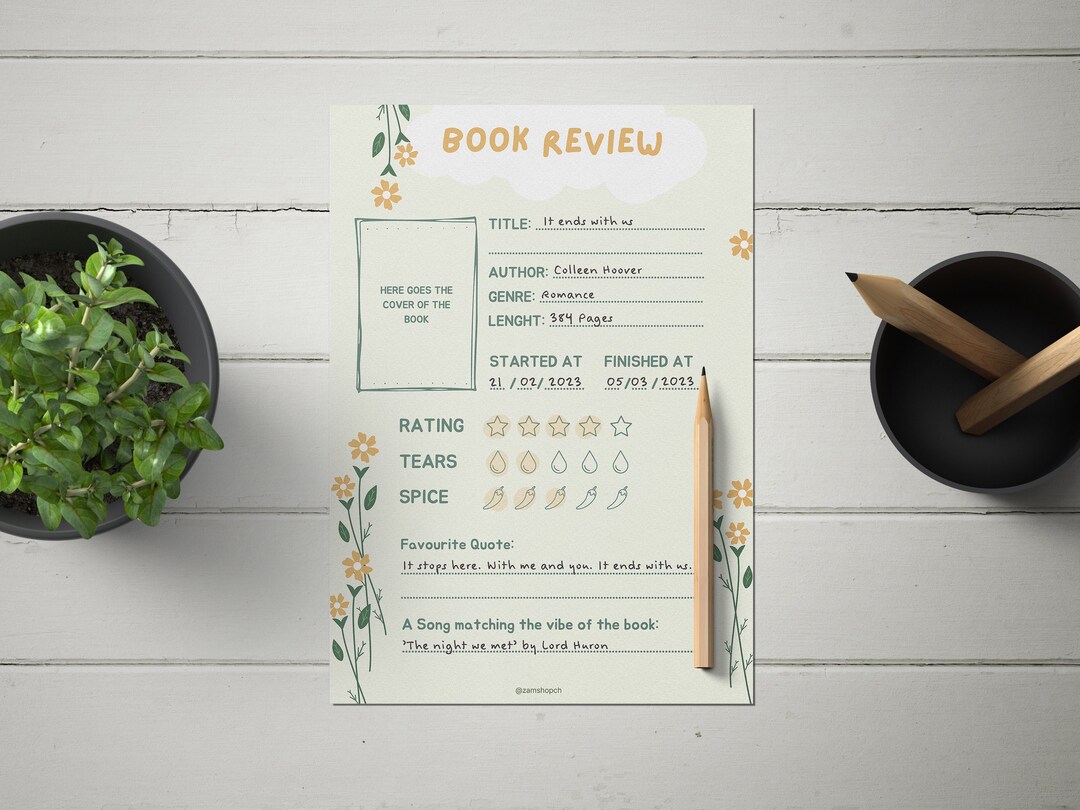 Digital Book Review Template A4 | Download | Print | Reading Tracker ...