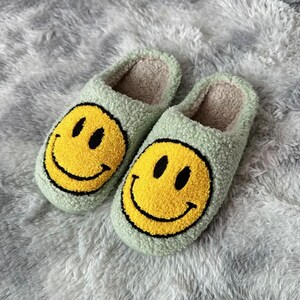 Pastel Smiley Face Slippers, Womens House Shoes - Etsy
