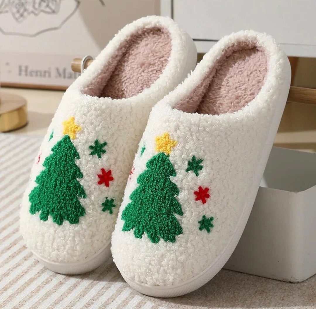 Christmas Tree Slippers, Womens House Shoes - Etsy