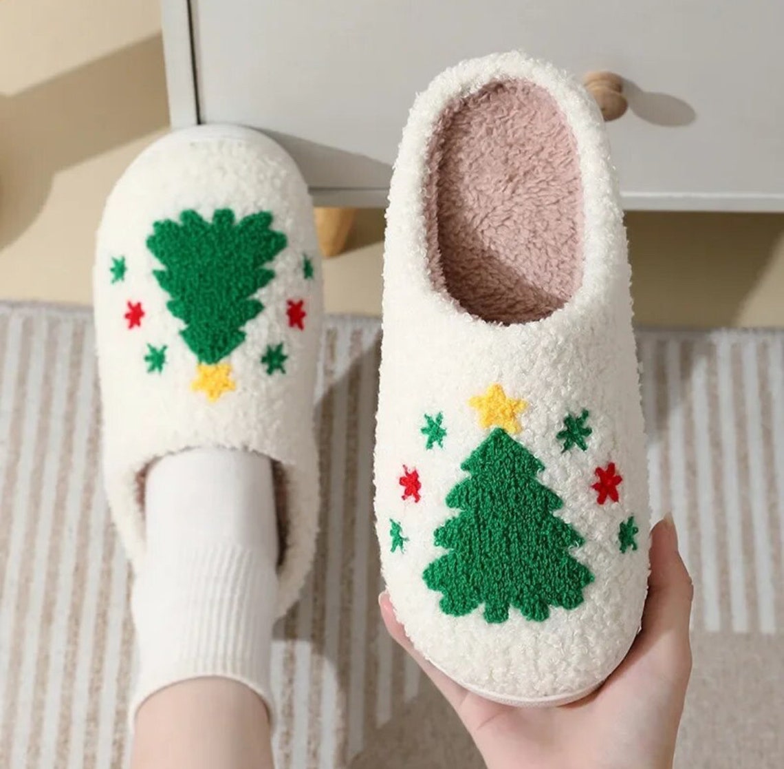 Christmas Tree Slippers, Womens House Shoes - Etsy