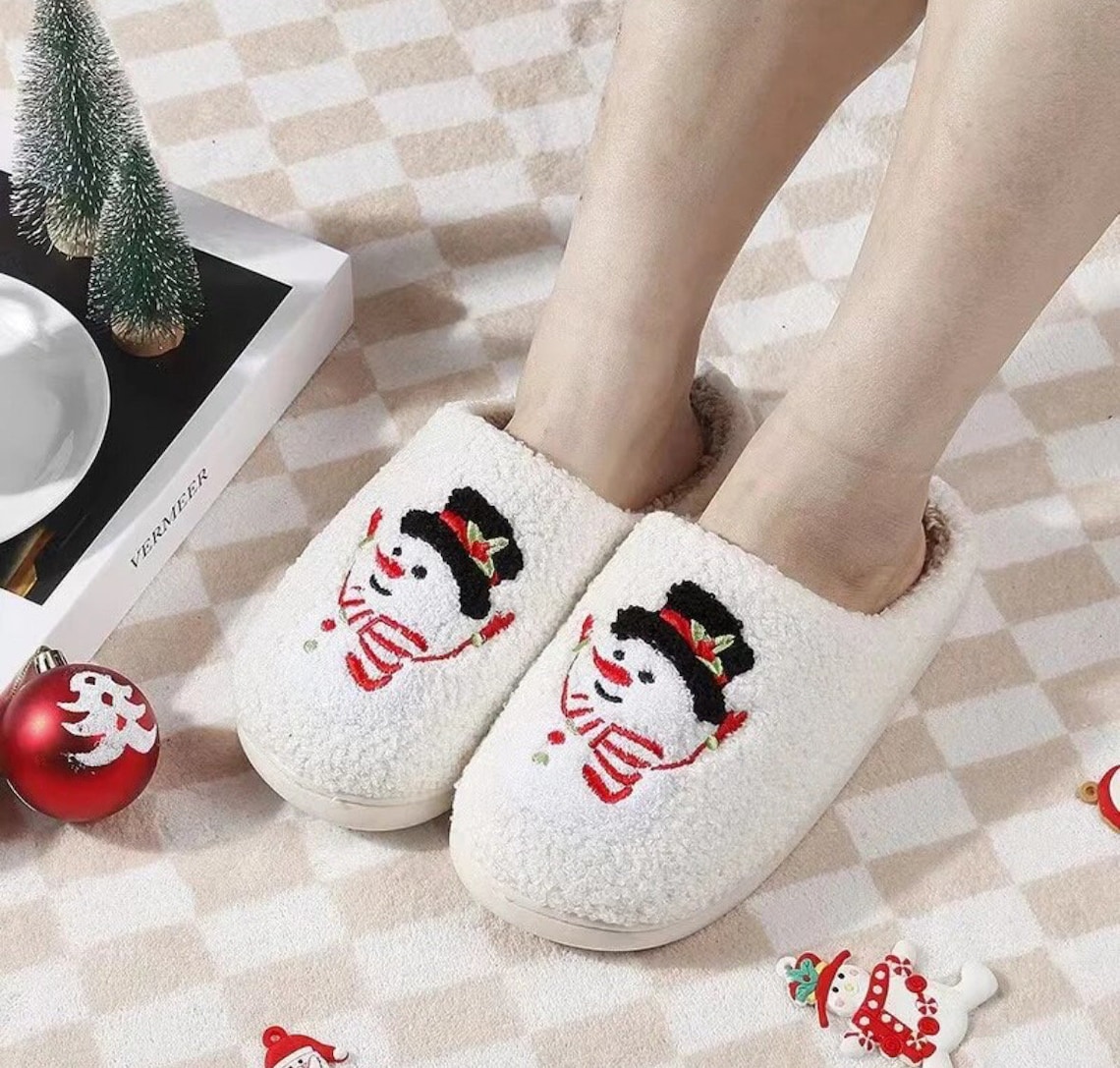 Christmas Snowman Holiday Slippers, Womens House Shoes - Etsy