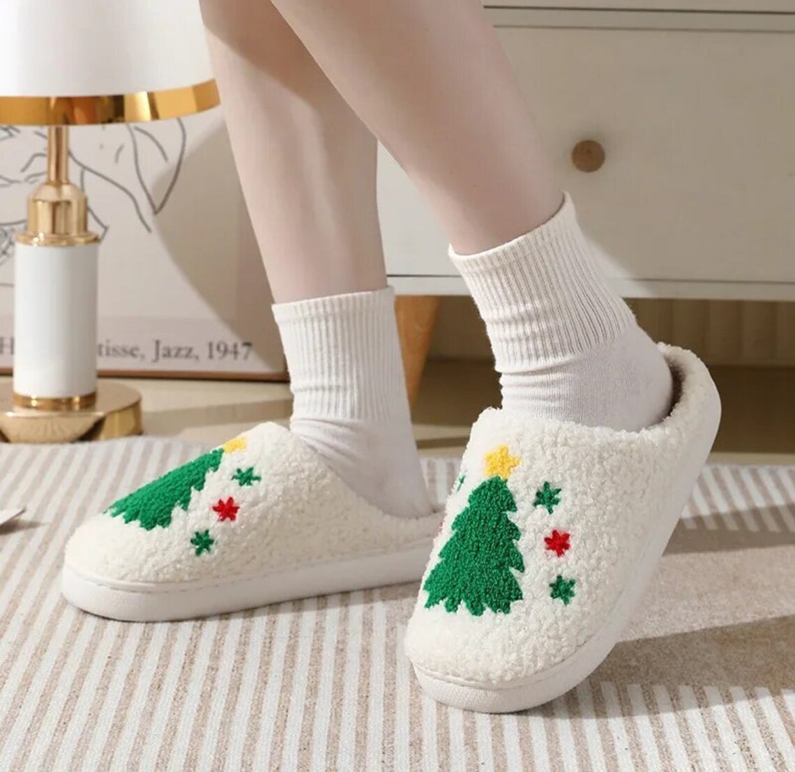 Christmas Tree Slippers, Womens House Shoes - Etsy