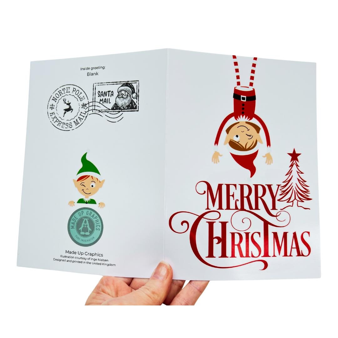 Merry Christmas Elf Greeting Card Funny Holiday Card Blank Inside ...