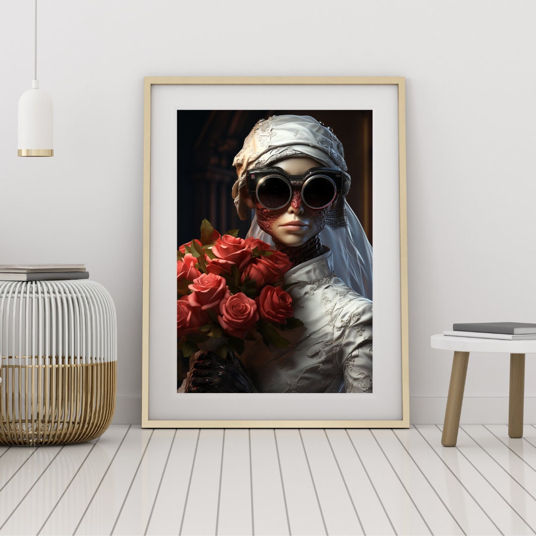 Bridezilla With Red Roses Gothic Art Print: Witchy Home Decor - Etsy