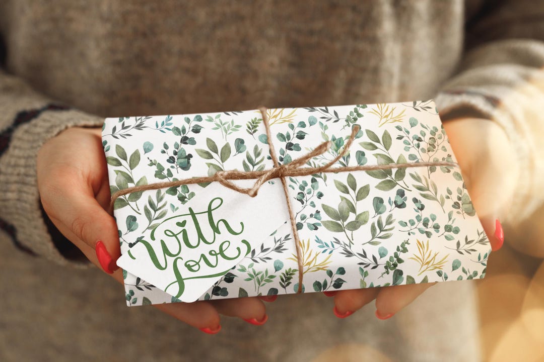 Green Leaves Gift Wrapping Paper, Sheets or Roll, Get Well Cute ...