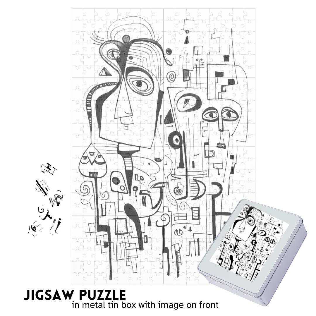 Wonky Face Jigsaw Puzzle – Funny Abstract Portrait Puzzle Gift for Art ...