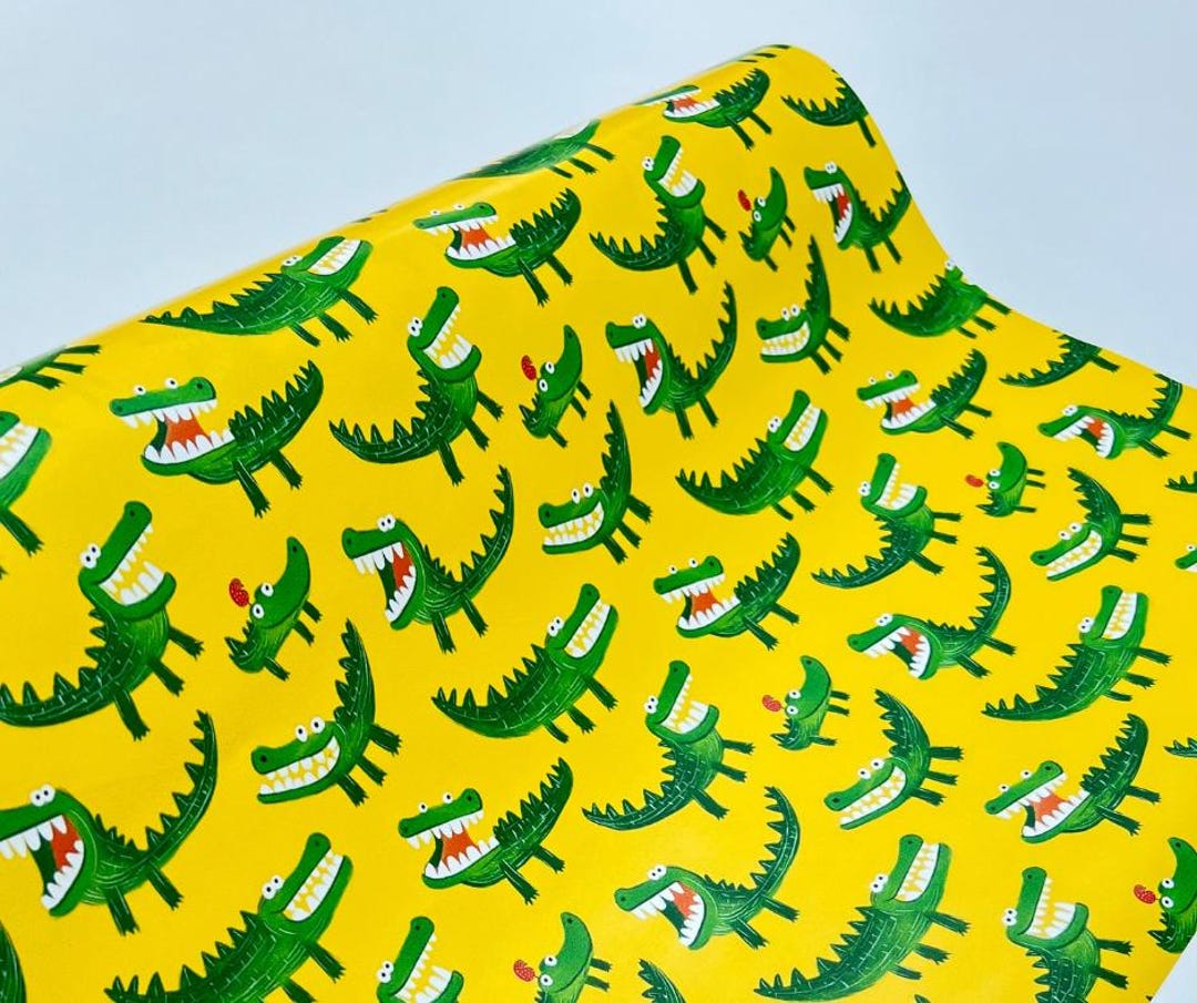 Laughing Alligator Wrapping Paper - Cute Crocodile Gift Wrap for Kids ...