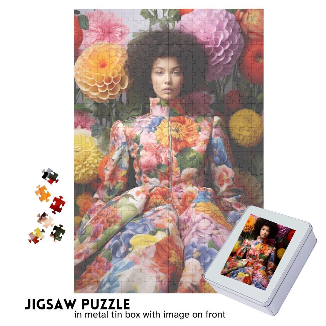 Flower Power Girl Puzzle – 70s Fashion Portrait Jigsaw for Groovy Decor ...