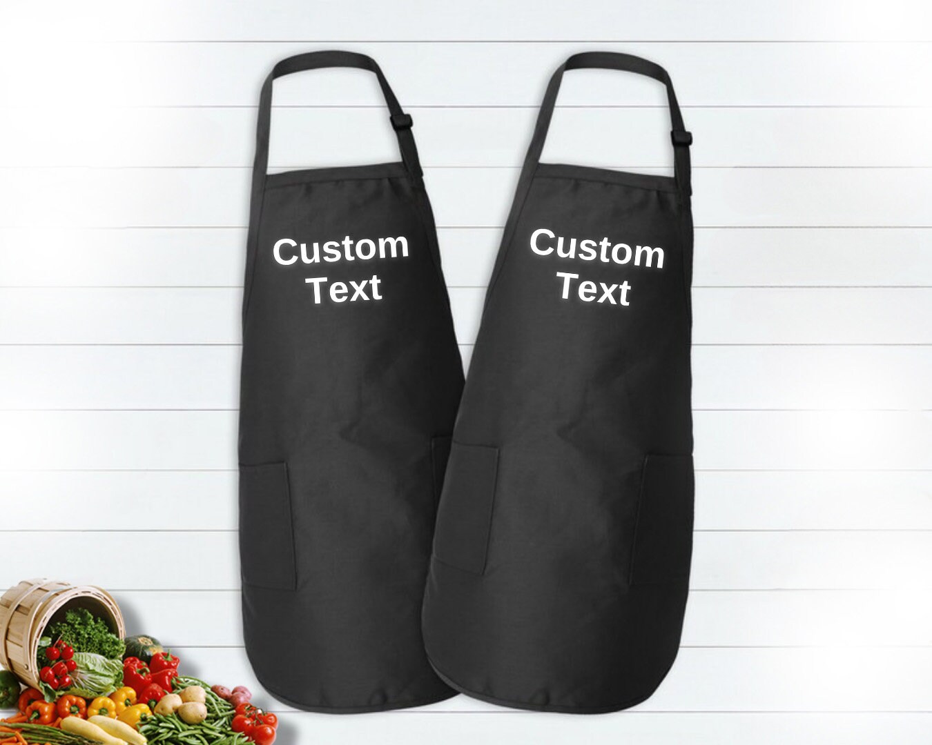 Logo Apron, Custom Text Gift, Personalized Apron With Pockets, Custom ...