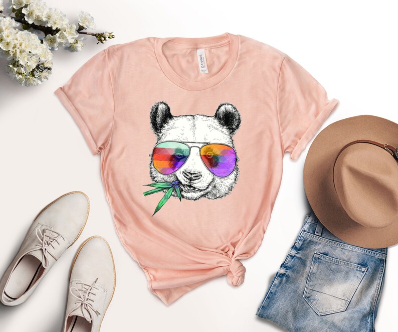 Funny Panda T Shirt, Panda Lover T-shirt, Panda Bear in Glasses T Shirt ...
