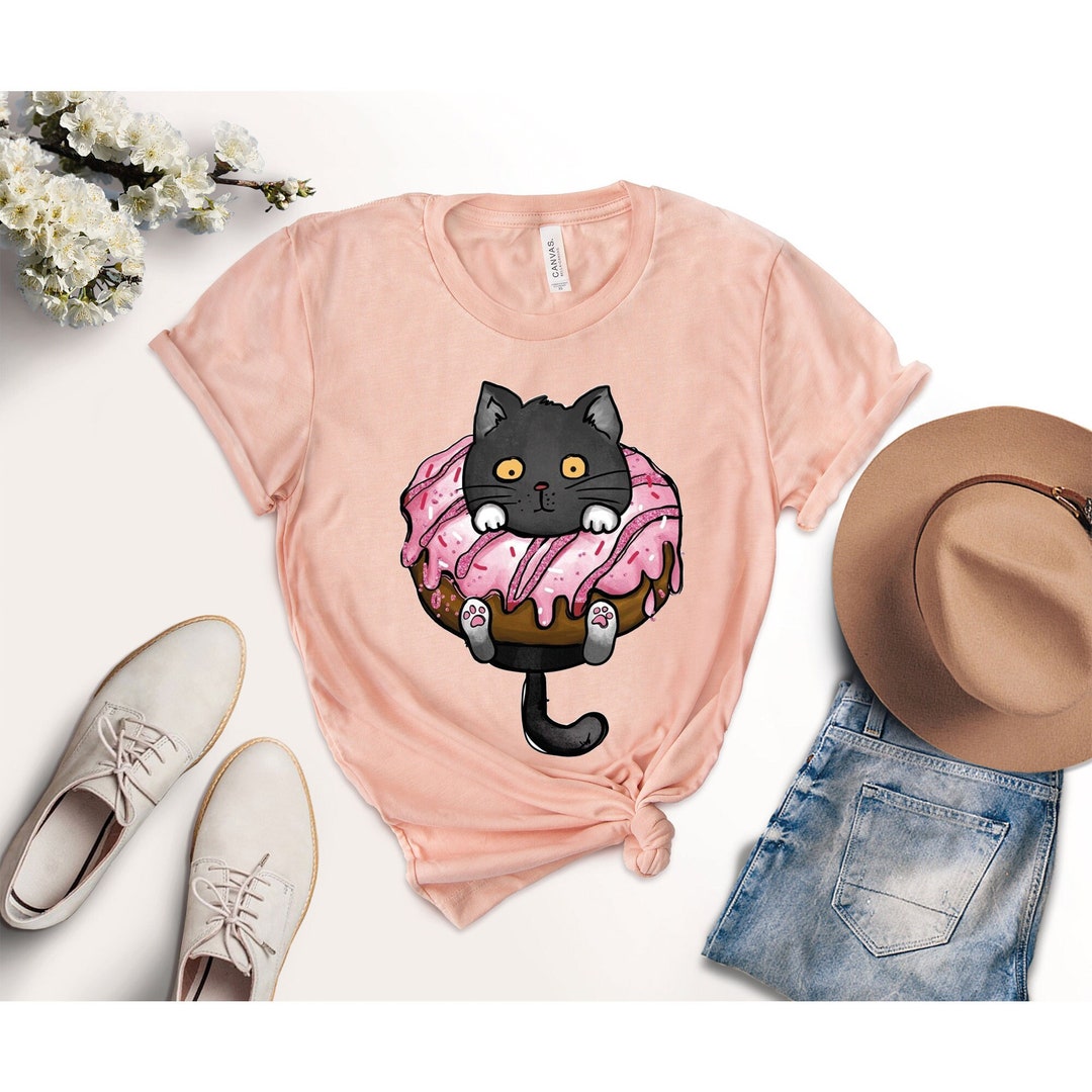 Donut Cat Shirt, Kitty Donut Shirt, Cute Cat Shirt, Cat Lover Gift, Cat ...