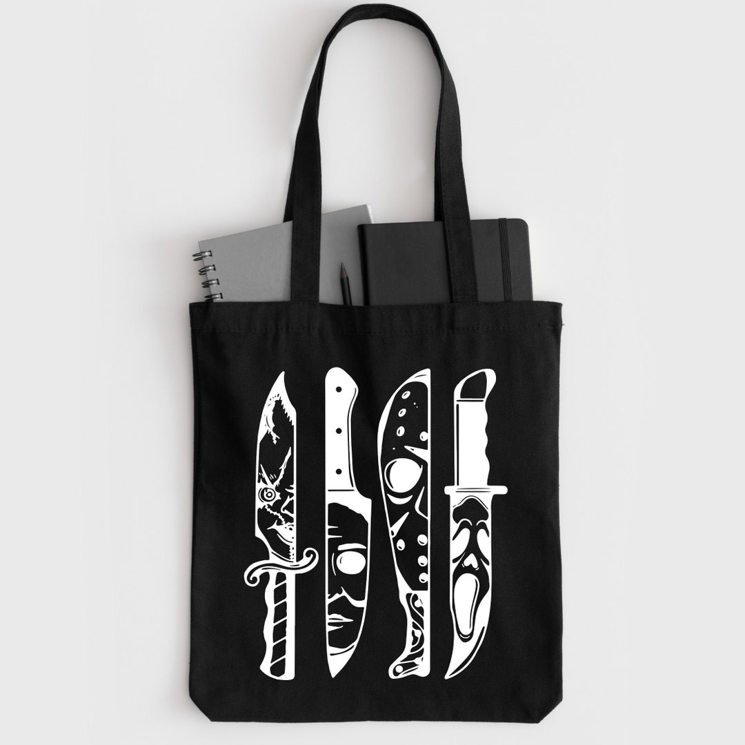 Horror Knives Tote Bag, Scary Movie Bag, Halloween Tote Bag, Fall Tote ...