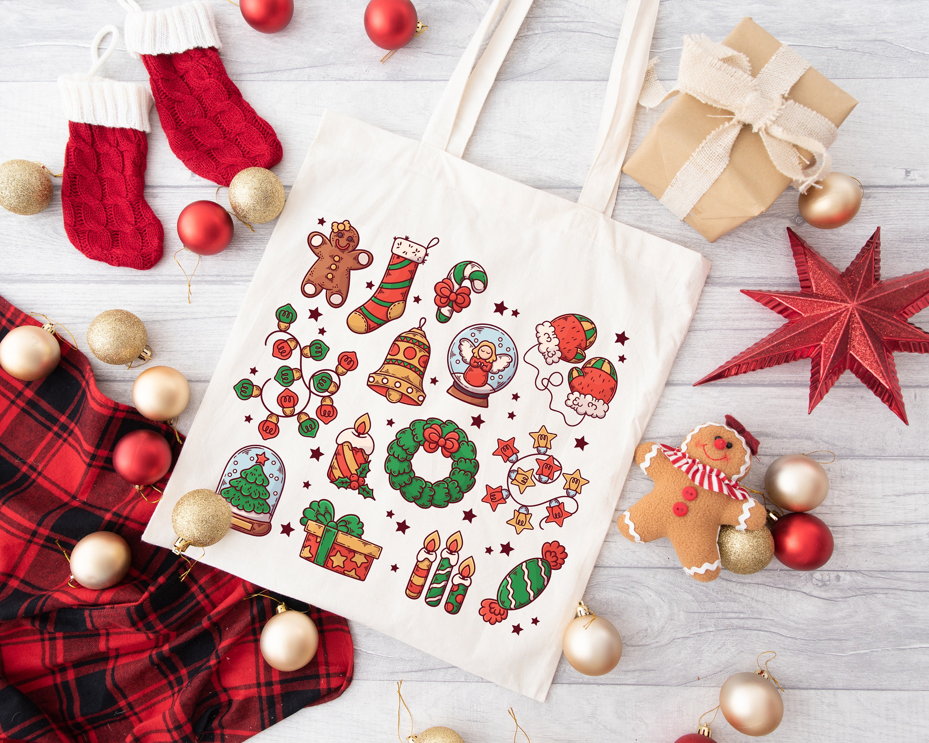 Christmas Present Tote Bags, Family Christmas Gift Bag, Christmas Tote ...