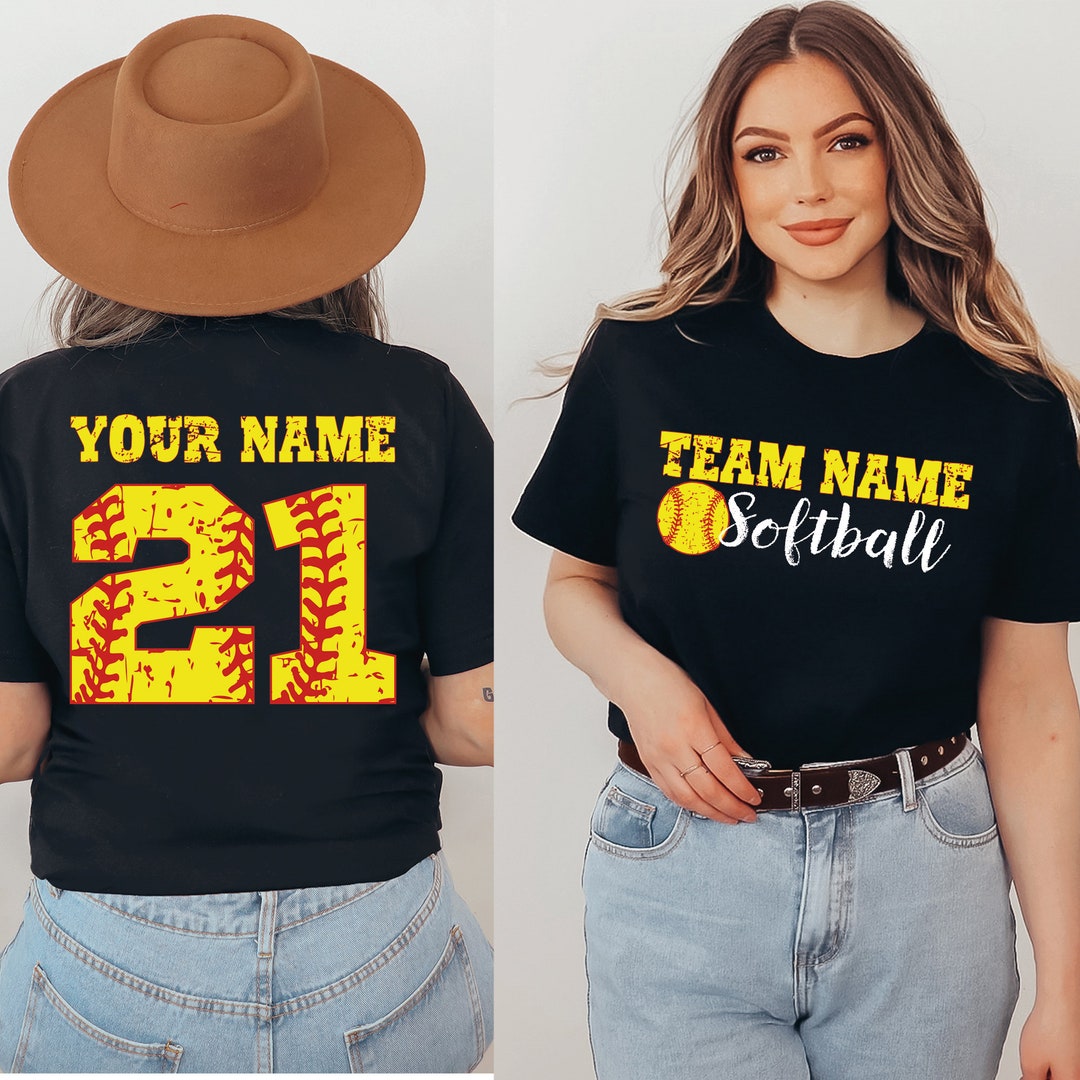 Softball Back Front Design Shirt With Custom Number and Name, Sports ...