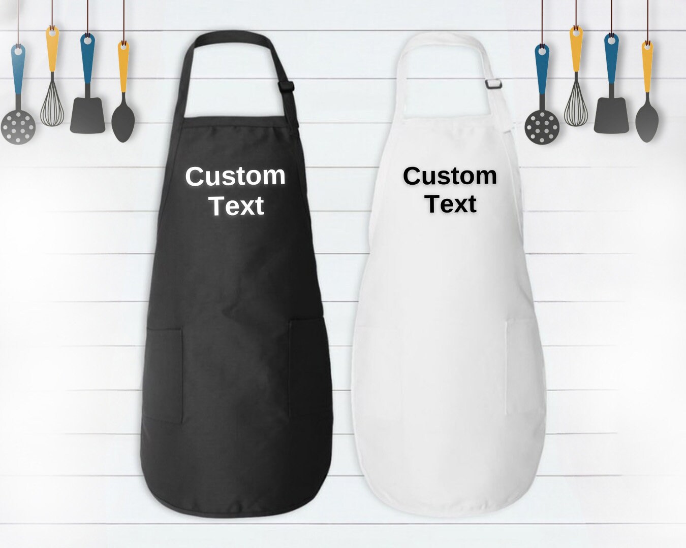 Logo Apron, Custom Text Gift, Personalized Apron With Pockets, Custom ...