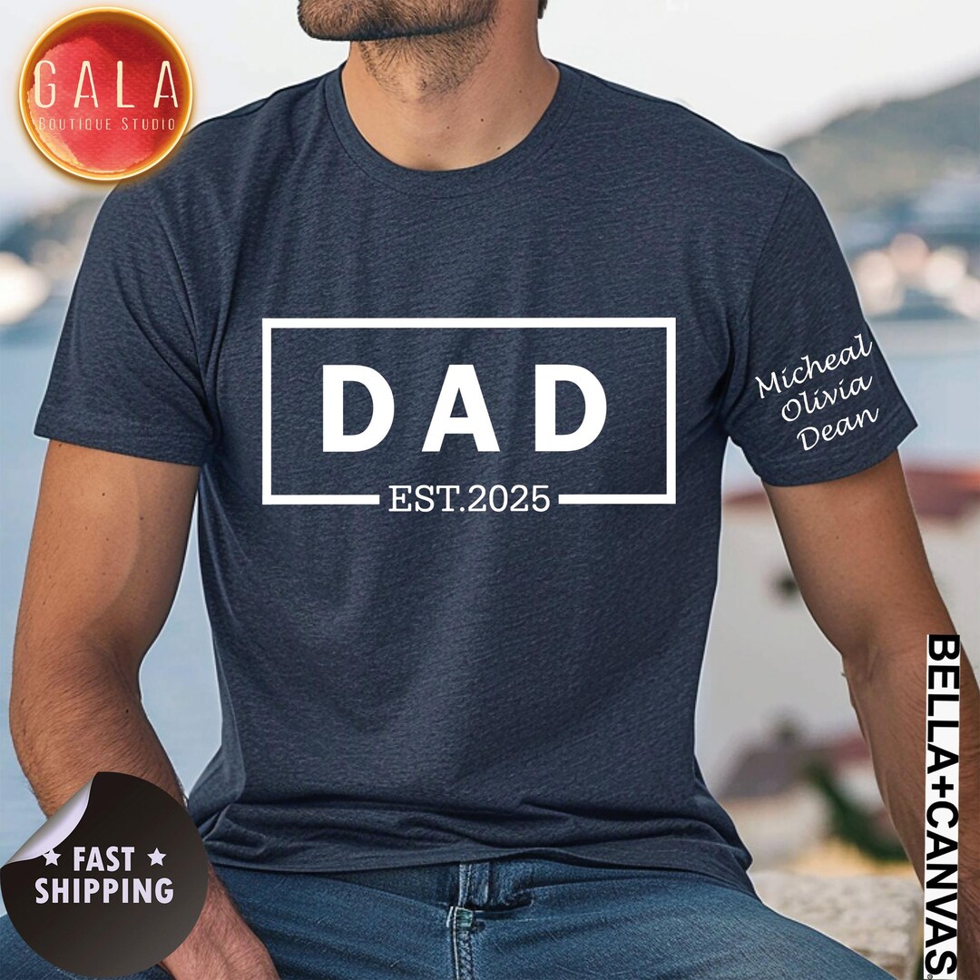 Custom Dad Shirt With Kids' Names on Sleeve – Personalized Father's Day ...